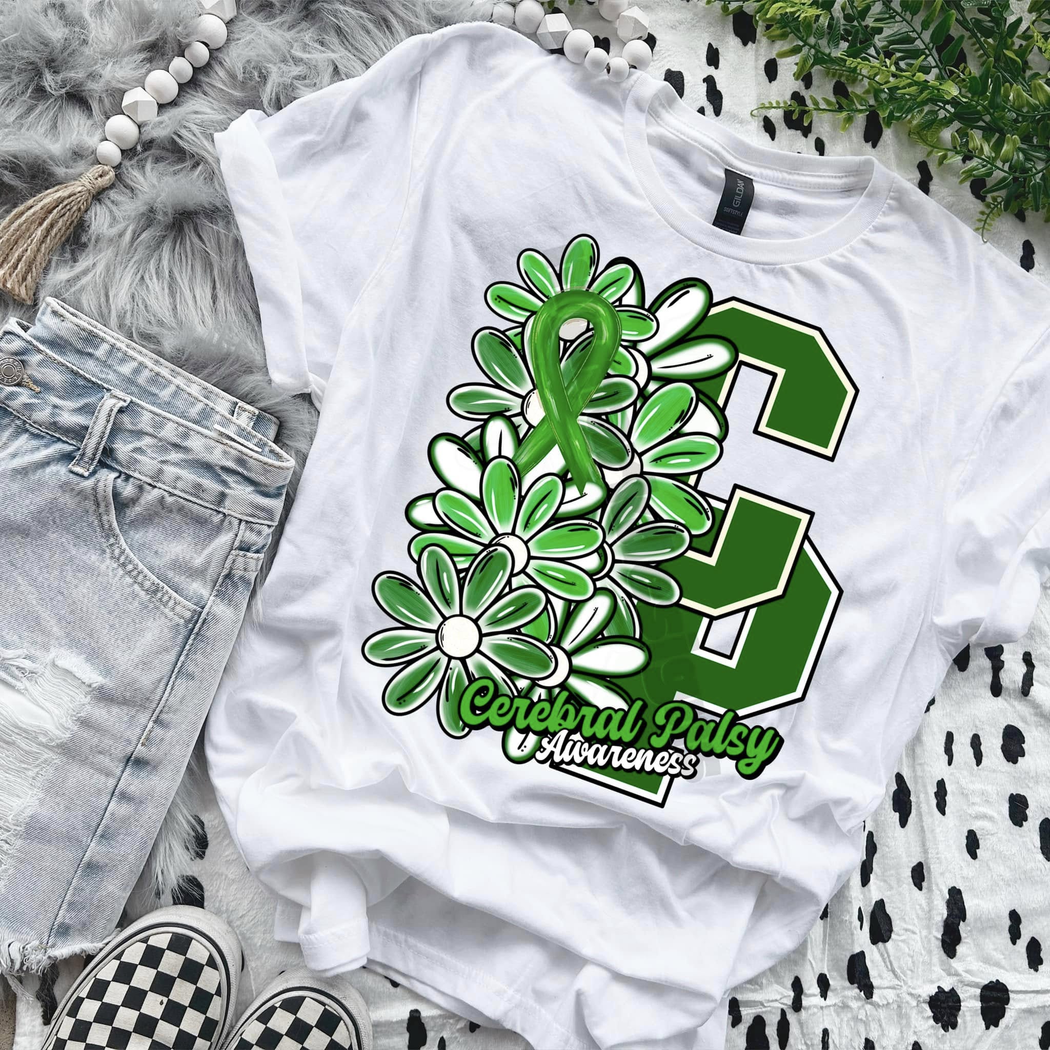 Cerebral palsy awareness, half floral – Frankleigh just DTFs