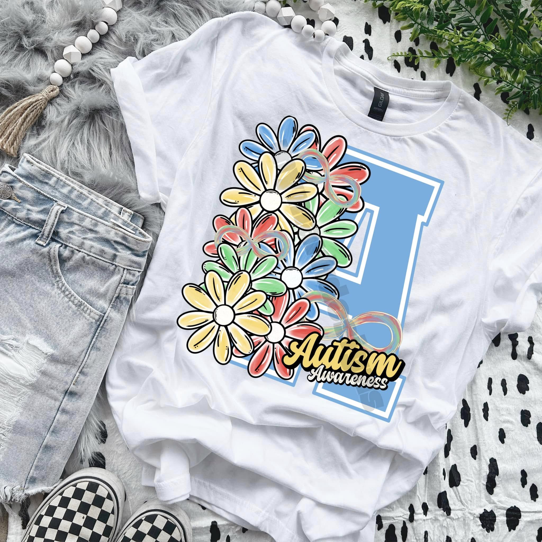 Autism awareness, half floral – Frankleigh just DTFs