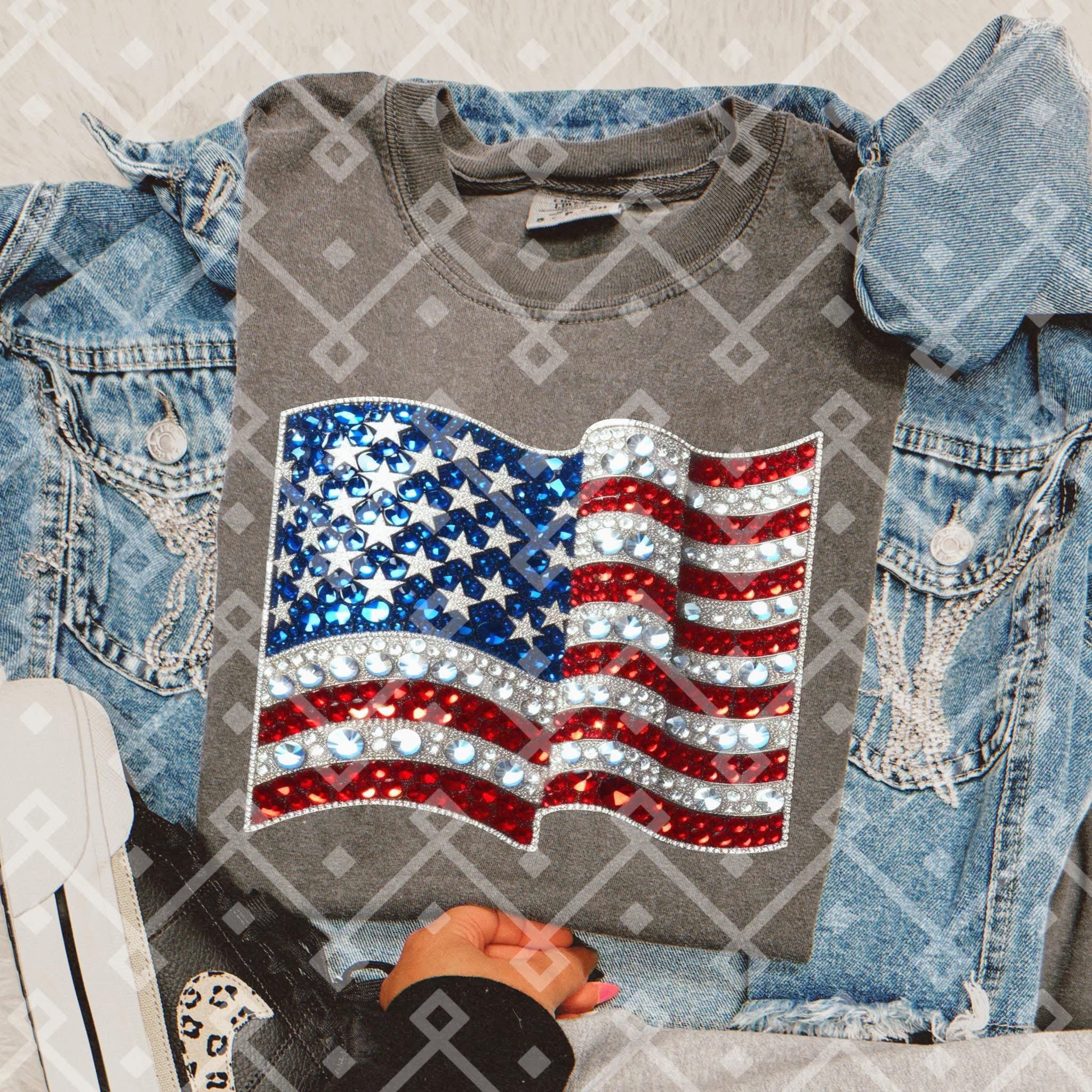 American flag Faux rhinestones – Frankleigh just DTFs