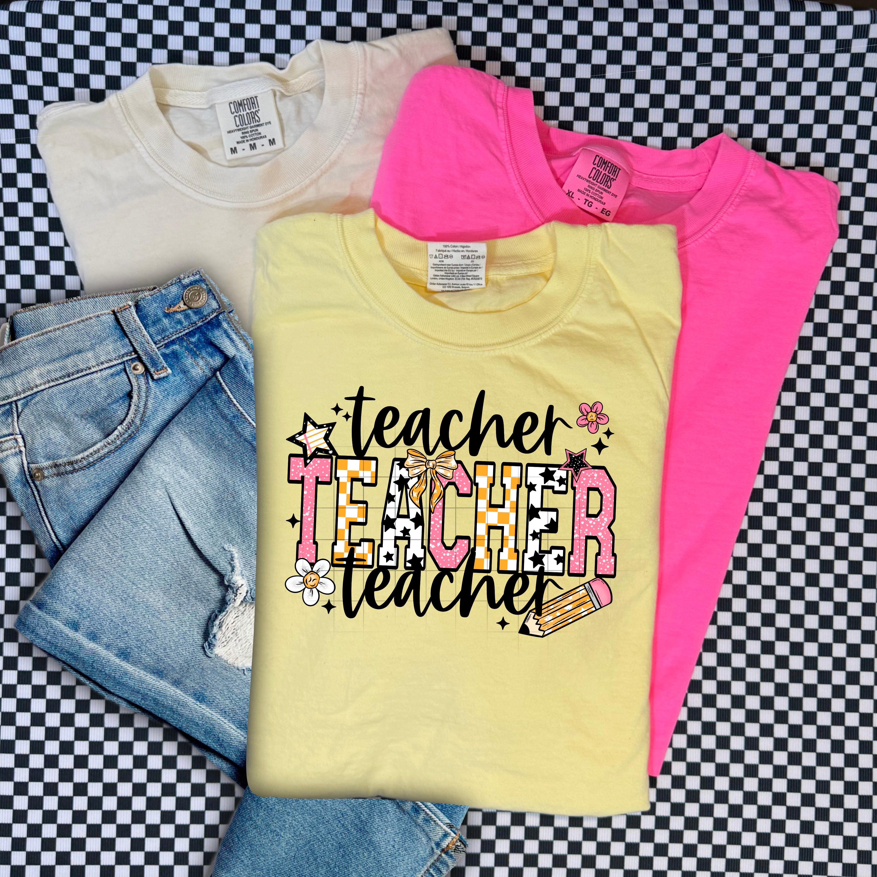 Teacher (bows and pencil) – Frankleigh just DTFs