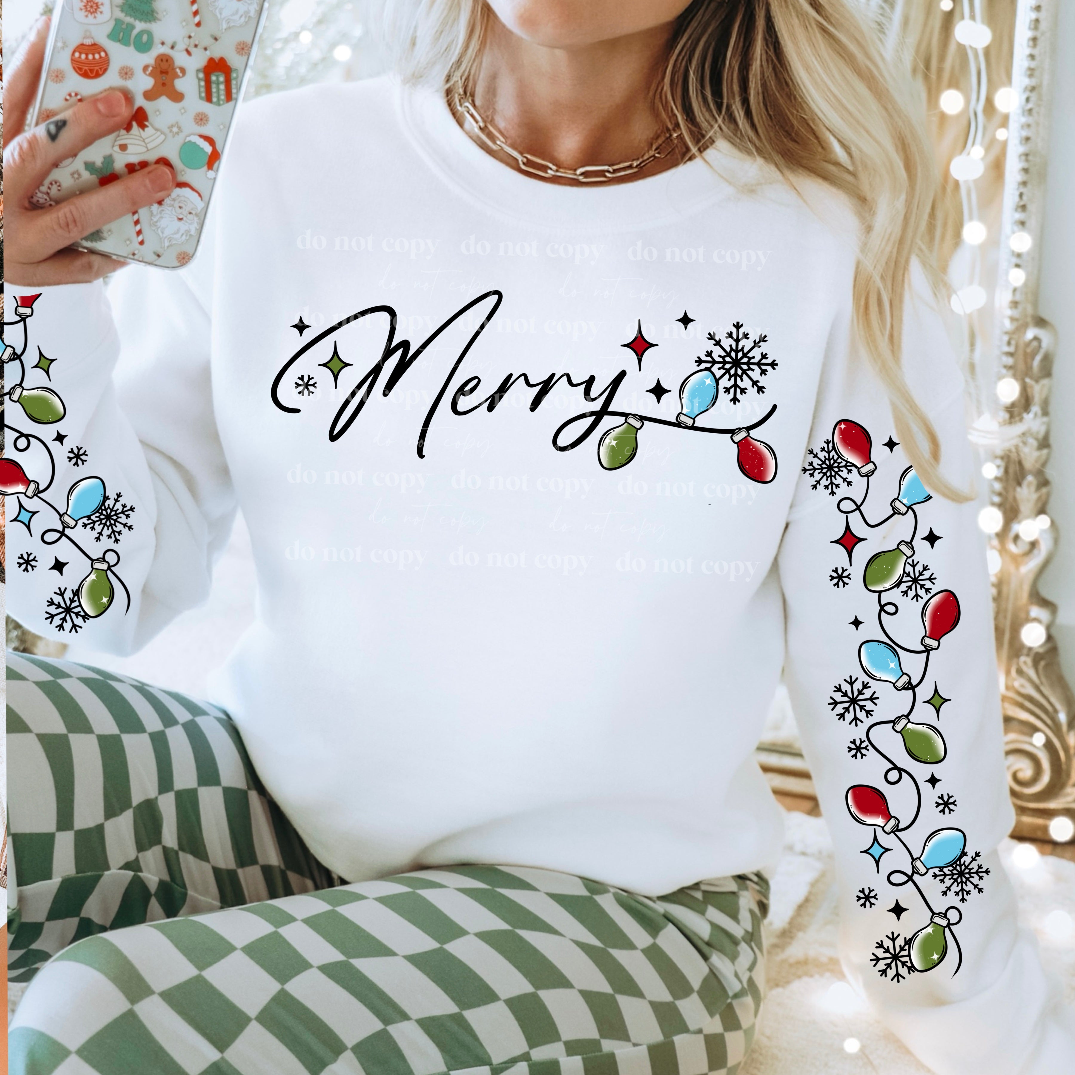 Merry (Color Lights with Sleeves) Black or White Words – Frankleigh ...