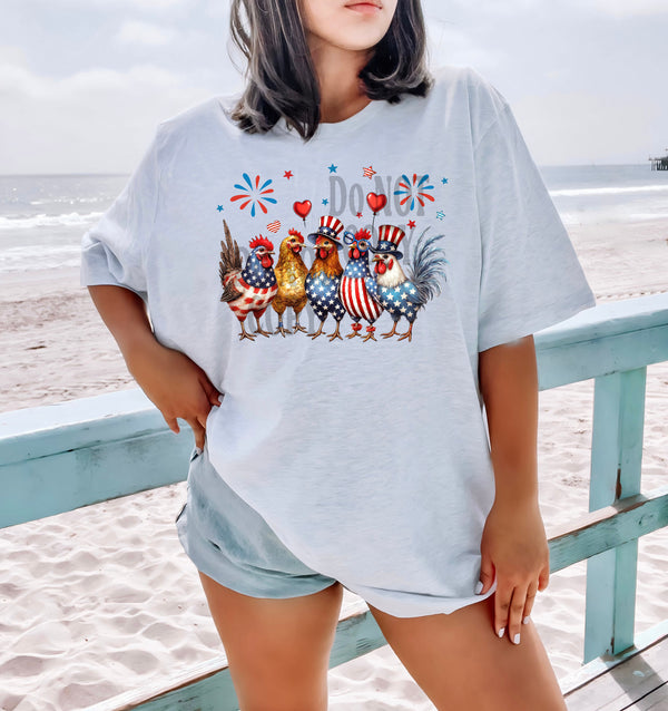 Red white and blue patriotic chickens – Frankleigh just DTFs